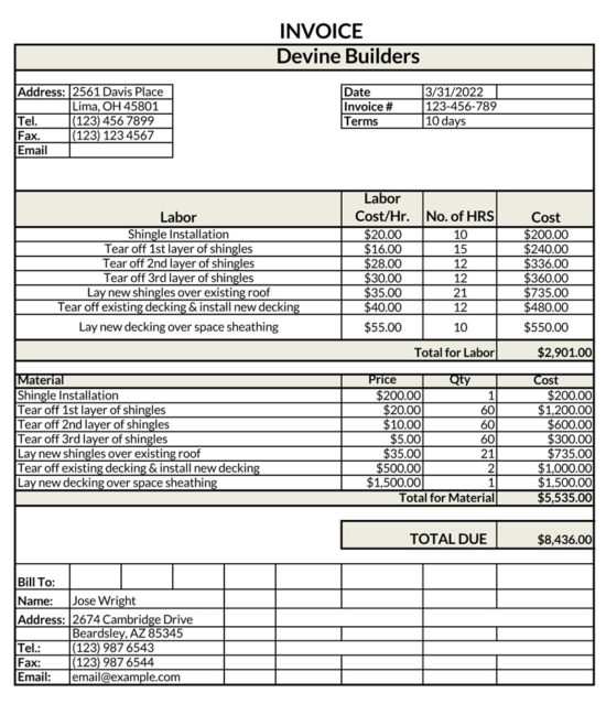 23 Free Service Invoice Templates - Editable - (Word, Excel)