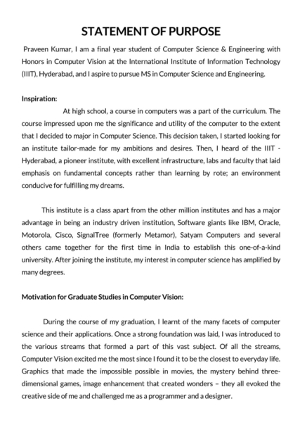 22 Statement of Purpose Examples for Graduate School