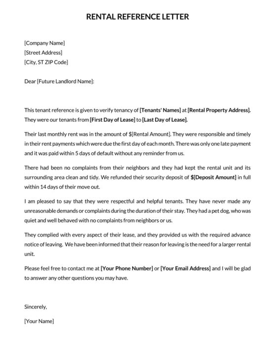 Tenant Recommendation Letter (From Landlord) | 25 Samples