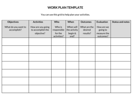 25 Effective Work Plan Templates | Excel - Word
