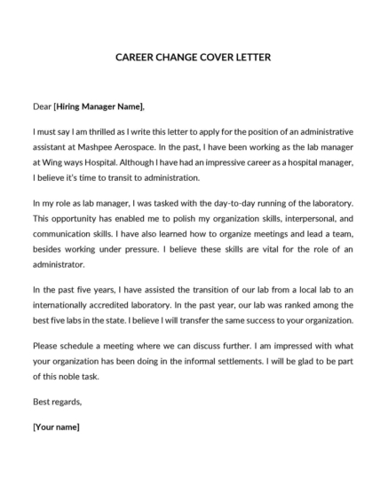 20 Professional Career Change Cover Letters