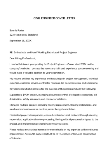Civil Engineer Cover Letter Examples (Writing Tips)