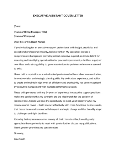 Executive Assistant Cover Letter [14 Best Examples] with Guide