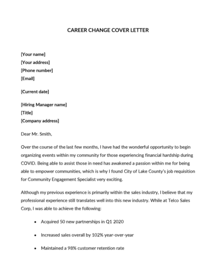 20 Professional Career Change Cover Letters