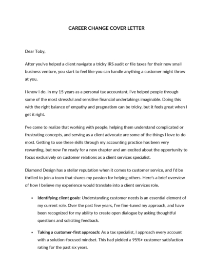 20 Professional Career Change Cover Letters