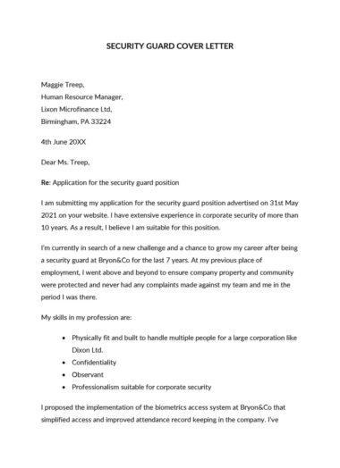 Best Security Guard Cover Letter Examples [No Experience]