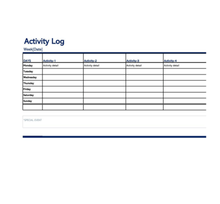 30 Free Daily Activity Log Templates (Excel, Word, PDF)