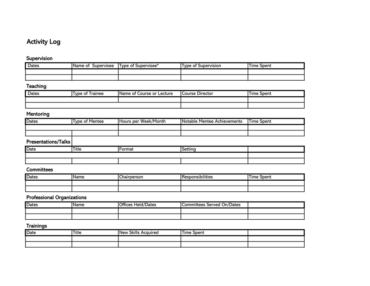 30 Free Daily Activity Log Templates (Excel, Word, PDF)