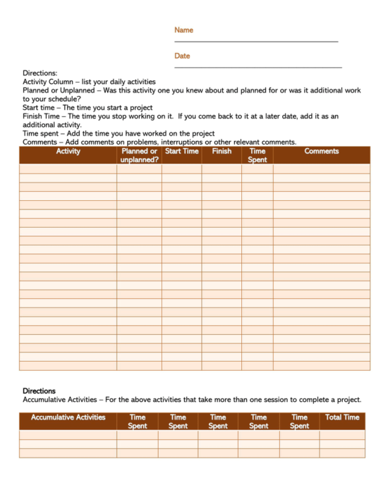 30 Free Daily Activity Log Templates (Excel, Word, PDF)