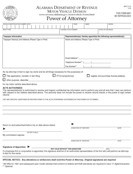 Free Alabama Power of Attorney Forms (10 Types)