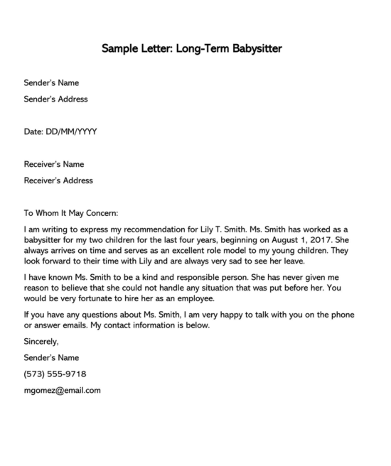 Writing a Babysitter Reference Letter (Examples & Templates)