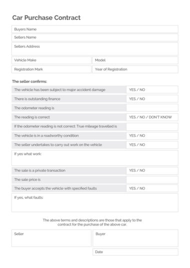 Free Vehicle Purchase Agreement Templates (Buyers & Sellers)