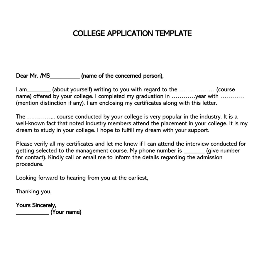 Free College Admission Application Letter Templates Free College Admission Application Letter Templates
