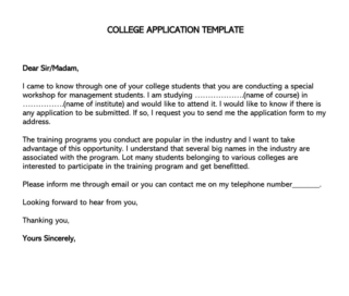 Free College Admission Application Letter Templates