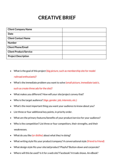28 Free Creative Brief Templates - How to Write (Examples)