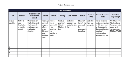 Free Decision Log Templates (for Excel, Word, PDF)