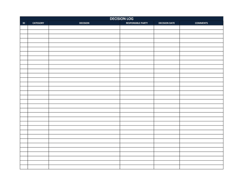 Free Decision Log Templates (for Excel, Word, PDF)