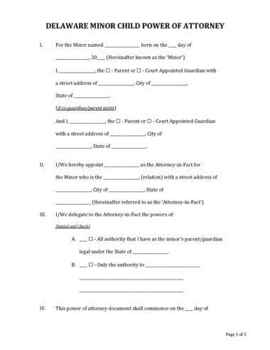 Free Delaware Power of Attorney (POA) Forms - PDF | Word
