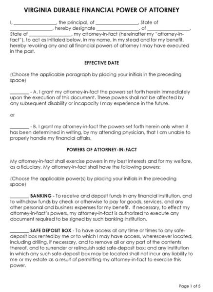 Free Virginia Power of Attorney Forms (10 Types) - PDF | Word
