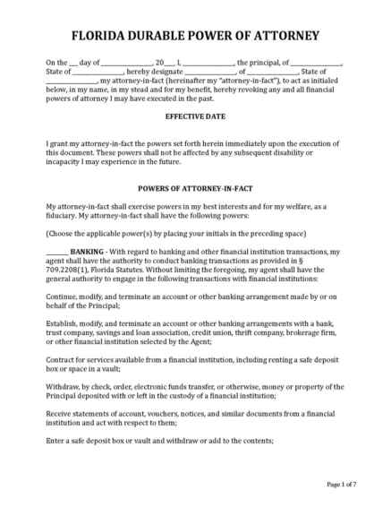 Florida Power of Attorney Forms | 9 Types - PDF, Word