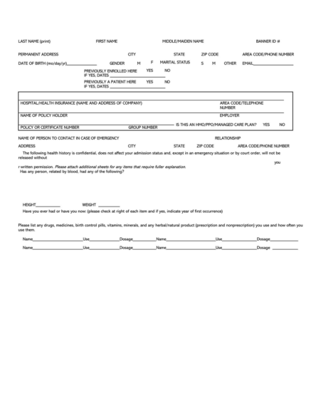 General Medical History Forms (100% Free) - [Word, PDF]