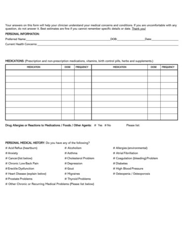 General Medical History Forms (100% Free) - [Word, PDF]