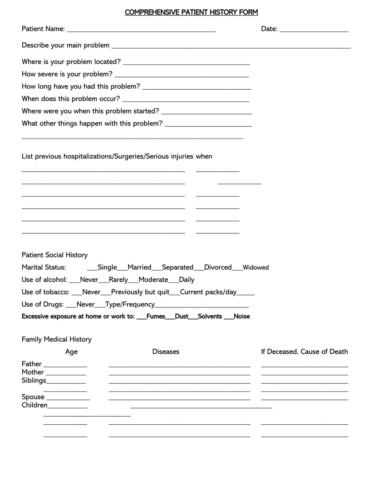 General Medical History Forms (100% Free) - [Word, PDF]