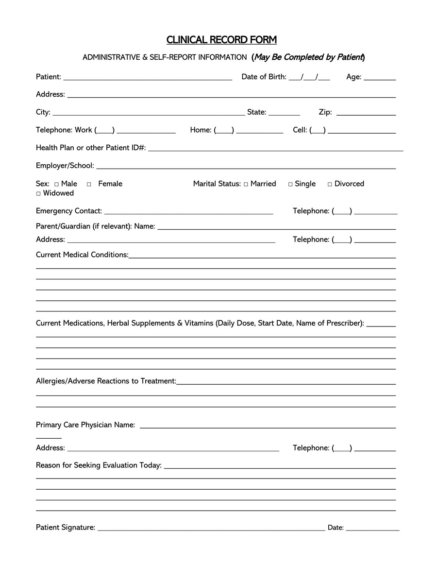 General Medical History Forms (100% Free) - [Word, PDF]