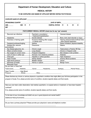 General Medical History Forms (100% Free) - [Word, PDF]