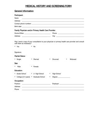 General Medical History Forms (100% Free) - [Word, PDF]