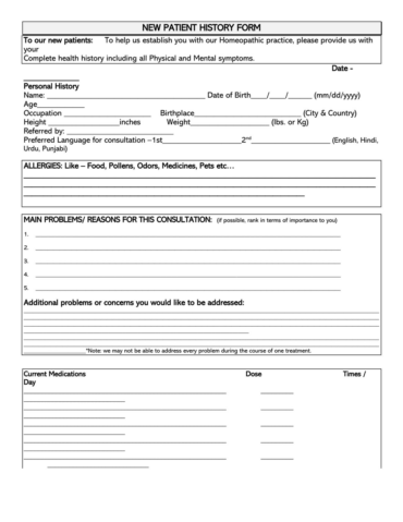 General Medical History Forms (100% Free) - [Word, PDF]