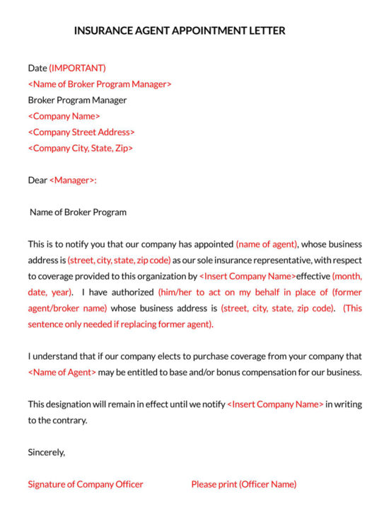 Sample Agent Appointment Letters (16 Examples & Templates)