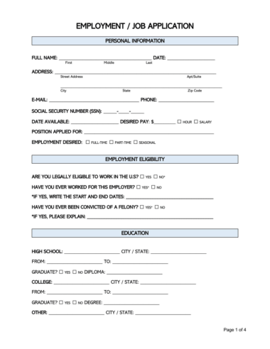 22 Free Job Application Forms (Templates) - Word, PDF