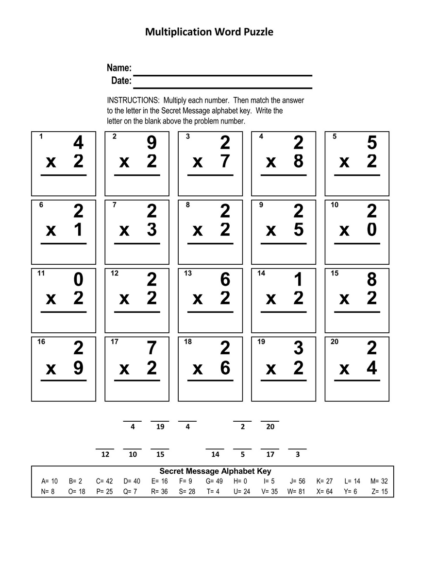 Free Printable Multiplication Worksheets (for Grade 3 to 5)