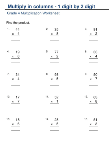 Free Printable Multiplication Worksheets (for Grade 3 to 5)