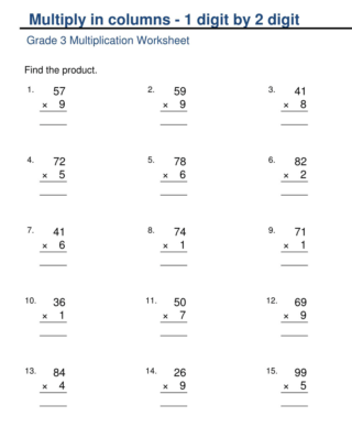 Free Printable Multiplication Worksheets (for Grade 3 to 5)