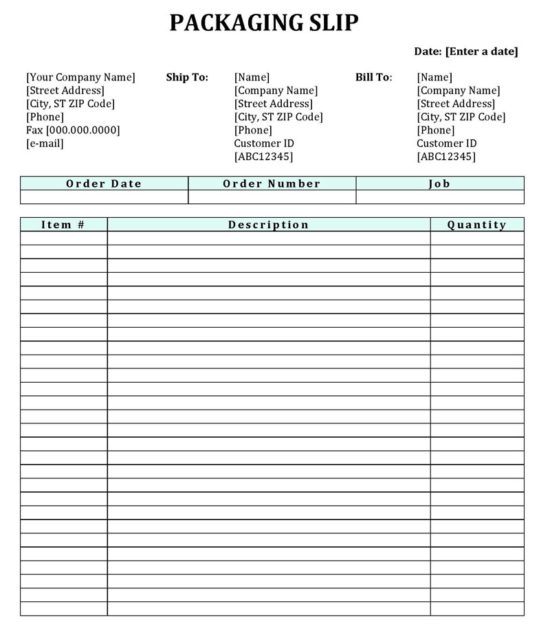 30 Free Packing Slip Templates - Editable - Word | Excel