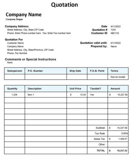 22 Free Price Quote Templates (Word | Excel)