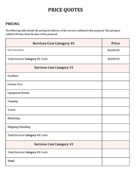 22 Free Price Quote Templates (Word | Excel)