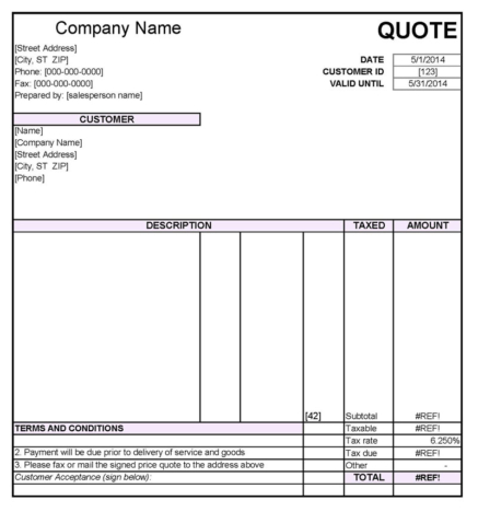 22 Free Price Quote Templates (Word | Excel)