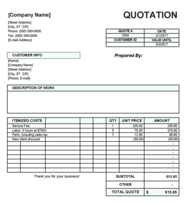 22 Free Price Quote Templates (Word | Excel)