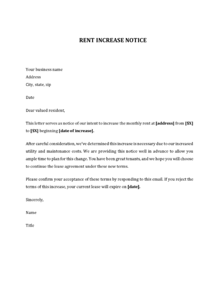 Friendly Rent Increase Letter to Tenant (Sample Letters)