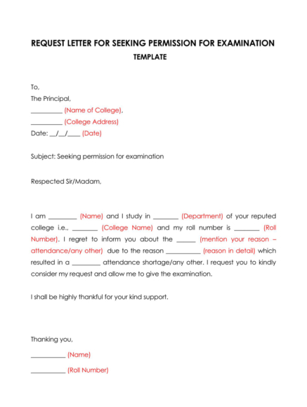 Sample Permission Letters to Take the Exam (Sit in Exam)