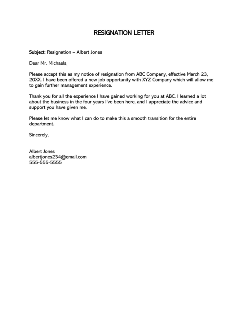 Sample Resignation Letter for Career Growth (Writing Tips)