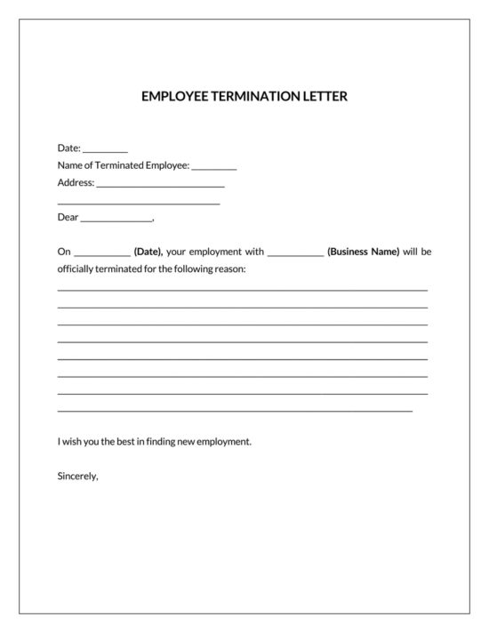 40 Free Employee Termination Letter / Notice Templates