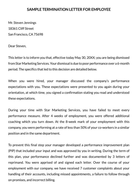 40 Free Employee Termination Letter / Notice Templates