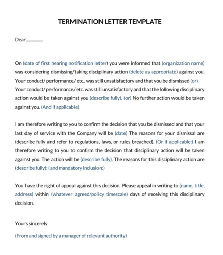 40 Free Employee Termination Letter / Notice Templates