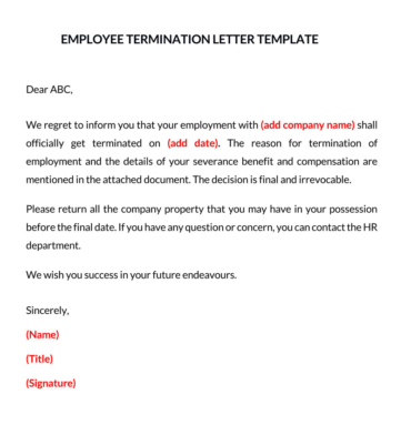 40 Free Employee Termination Letter / Notice Templates
