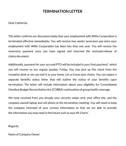 40 Free Employee Termination Letter / Notice Templates