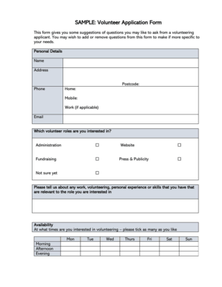 Free Volunteer Application Forms (Templates) - Word, PDF